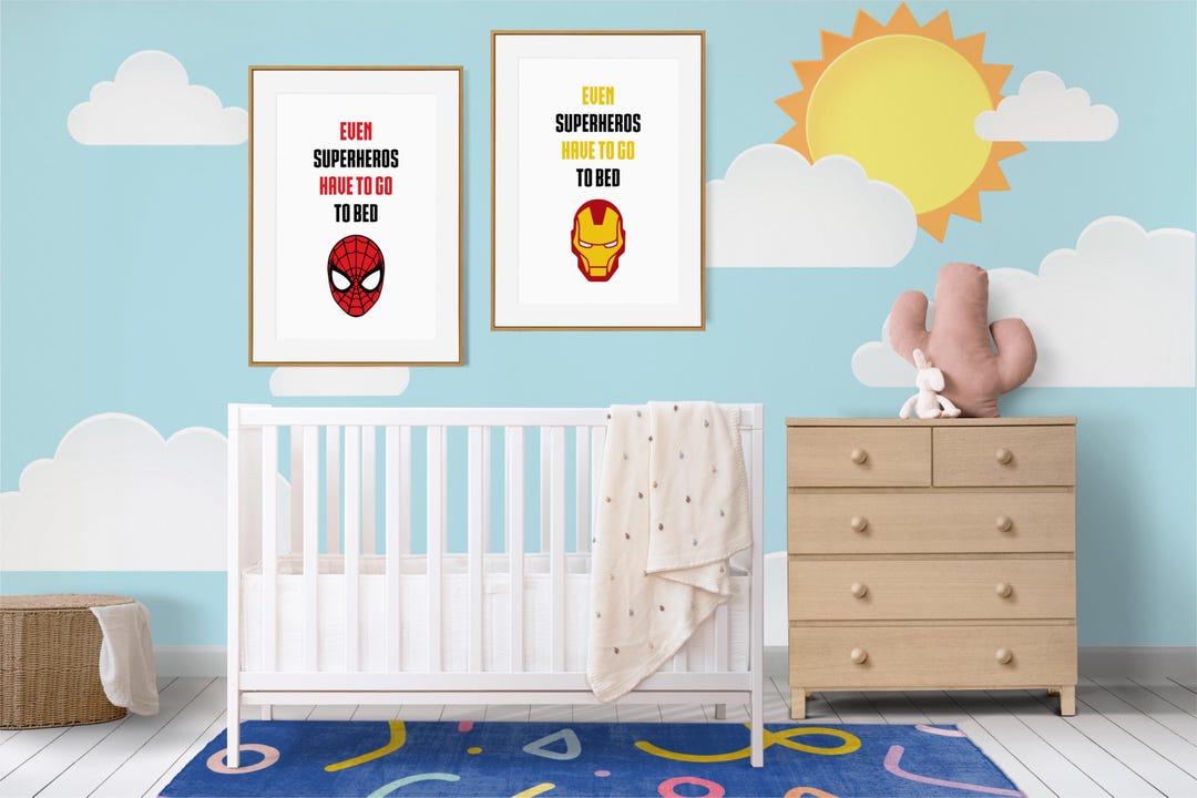 8 X Superhero Bedtime Posters | Wall Art for Kids' Bedroom Decor ...