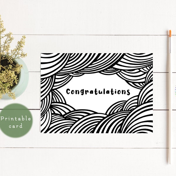 Congratulations Coloring Card - Etsy