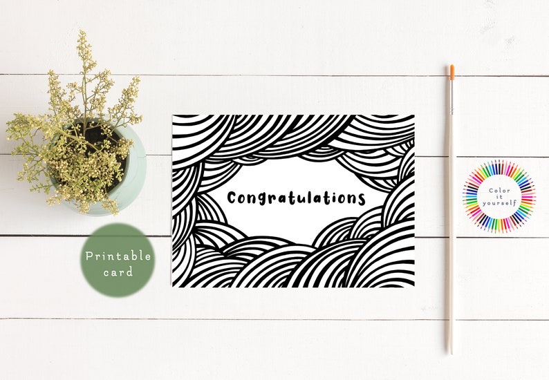 Congratulations Greeting Card DIGITAL DOWNLOAD Card Coloring - Etsy