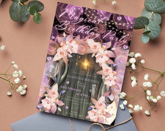 Enchanted Forest Birthday Invitation Pink Enchanted Garden - Etsy