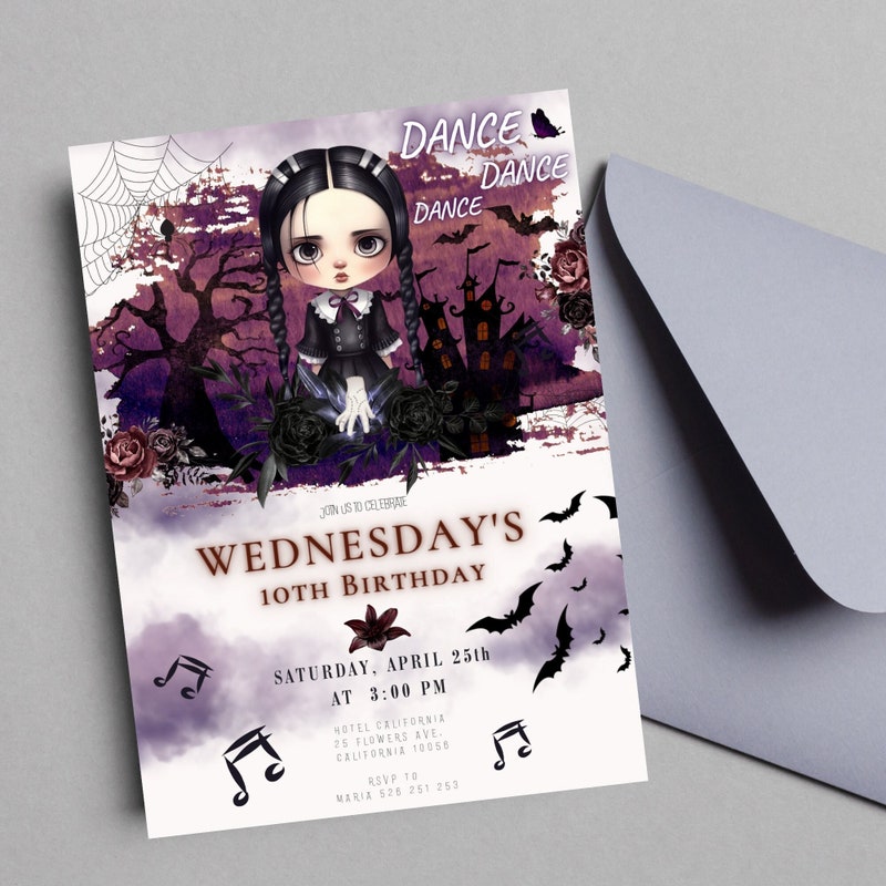Wednesday Addams Invitation - Etsy