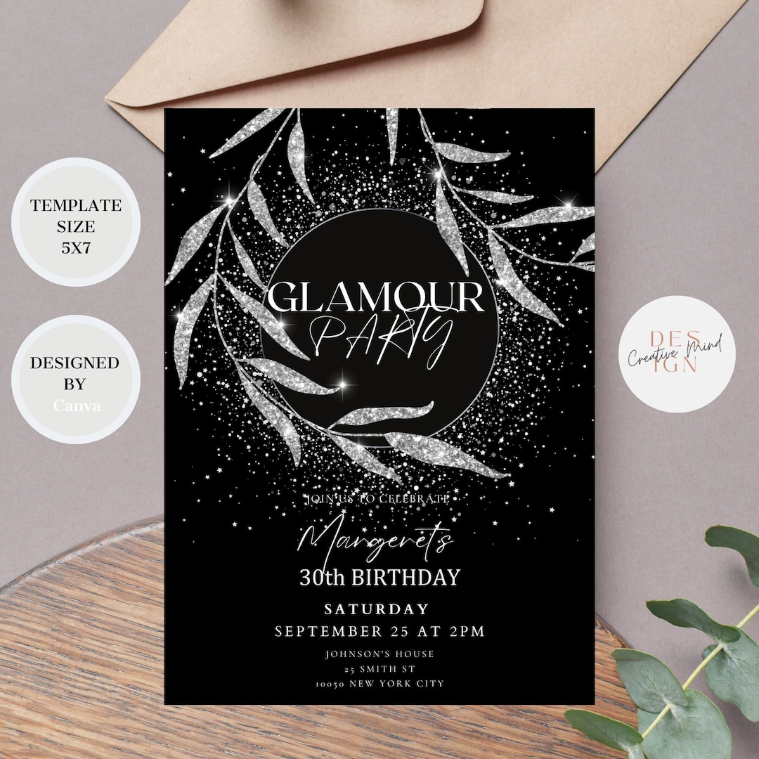 Glamour Party Birthday Invitation, Elegant Invitation, Glamour ...