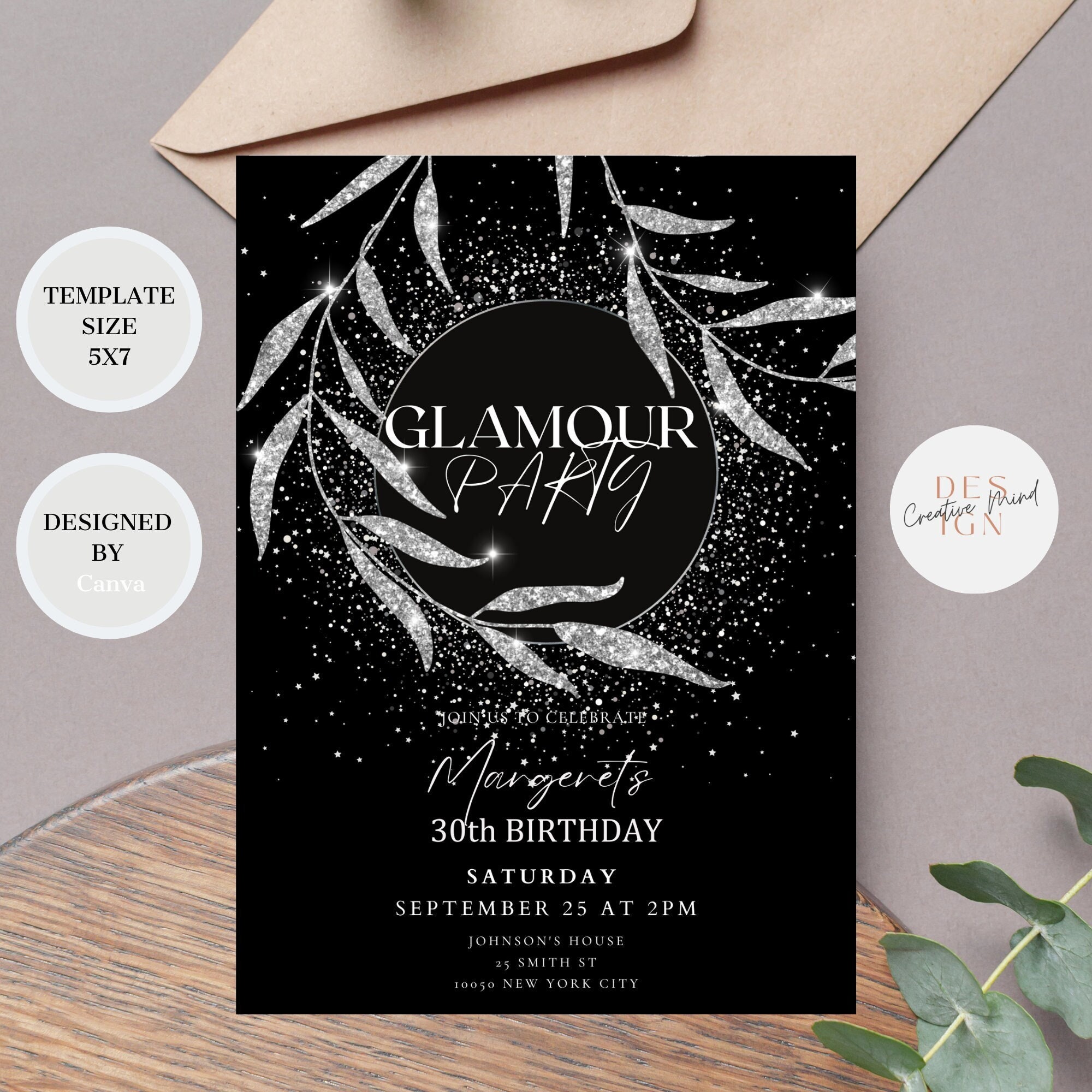 Glamour Party Birthday Invitation, Elegant Invitation, Glamour ...