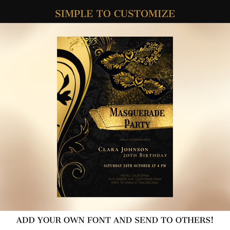 Masquerade Mask Invitation Template, Mask Party Invitation, Performing ...