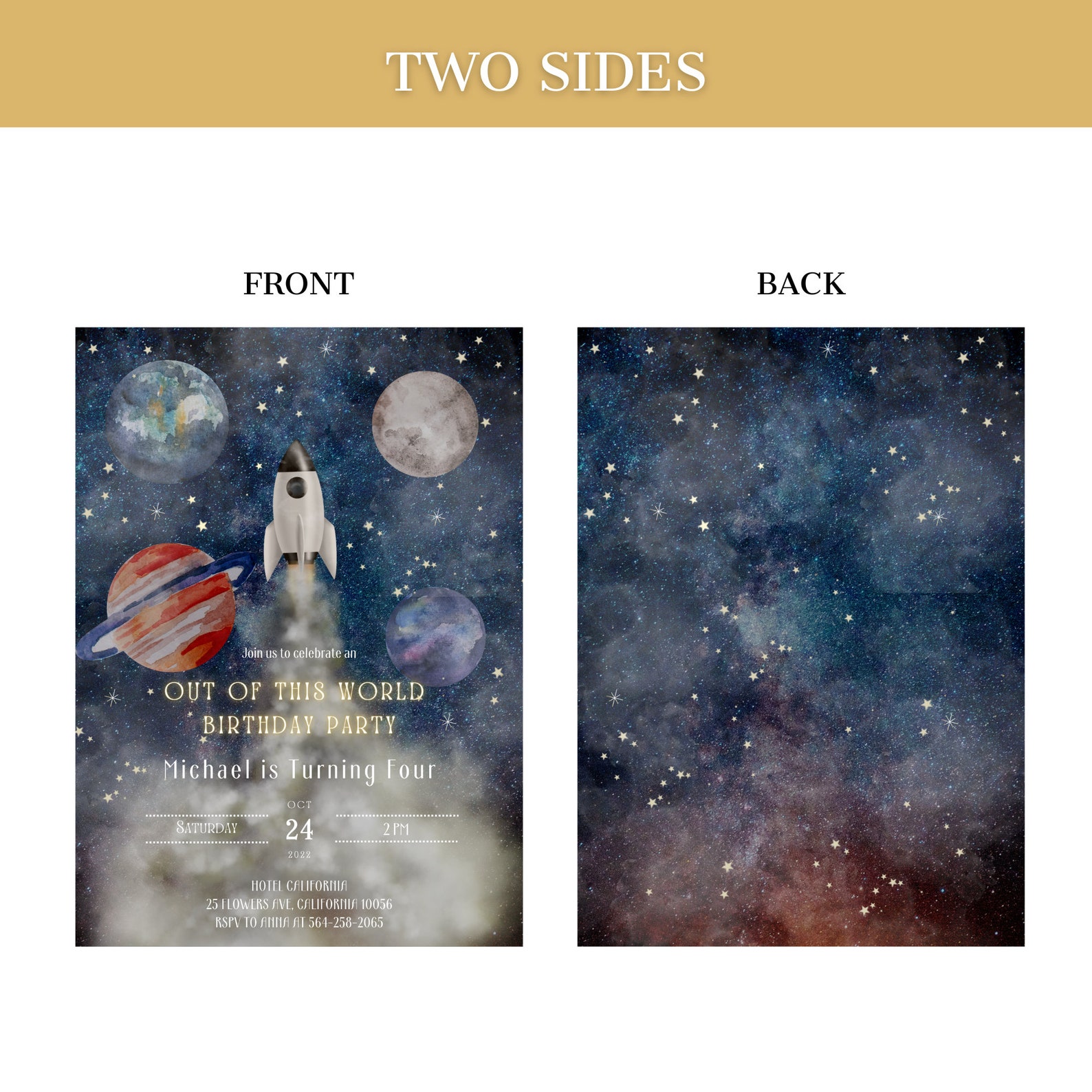 Space Birthday Invitation, Cosmos Party, Planets and Stars Invitation ...