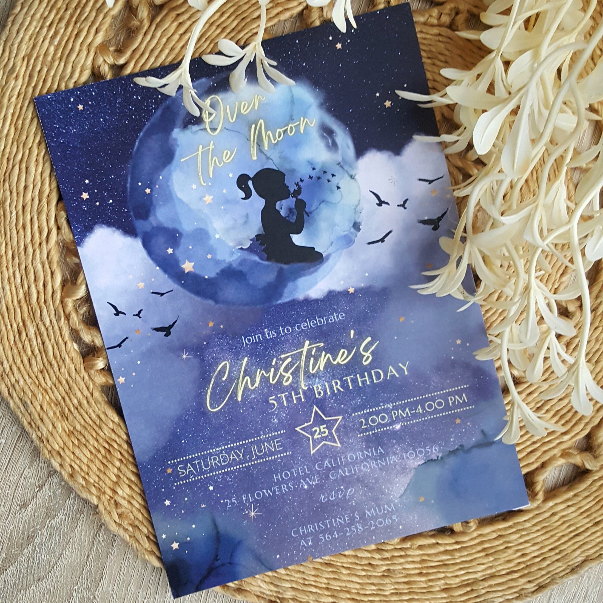 Moon Birthday Invitation Over the Moon Birthday Invitation - Etsy