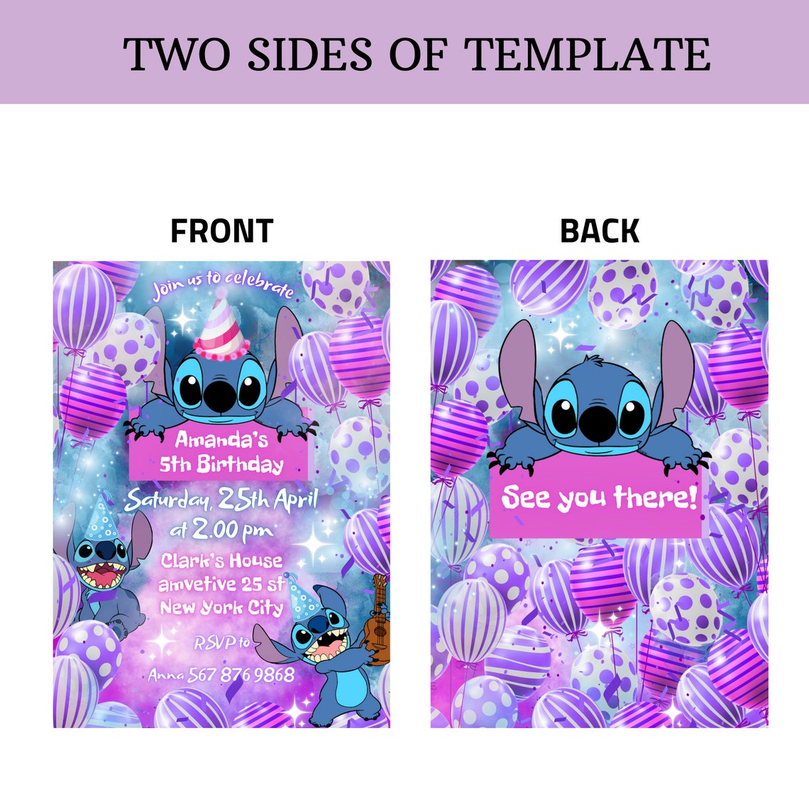 Stitch Birthday Invitation Stitch Pool Party Stitch Beach Party Stitch ...