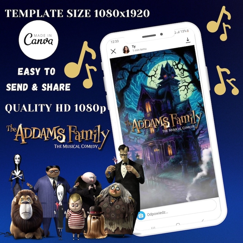 The Addam's Family Birthday Invitation, Addams Family Digital Animated ...