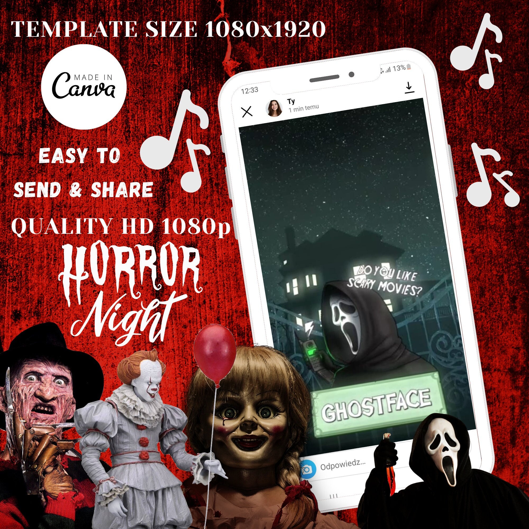 Halloween Movie Night Invite, Horror Movie Night, Halloween Party Video ...