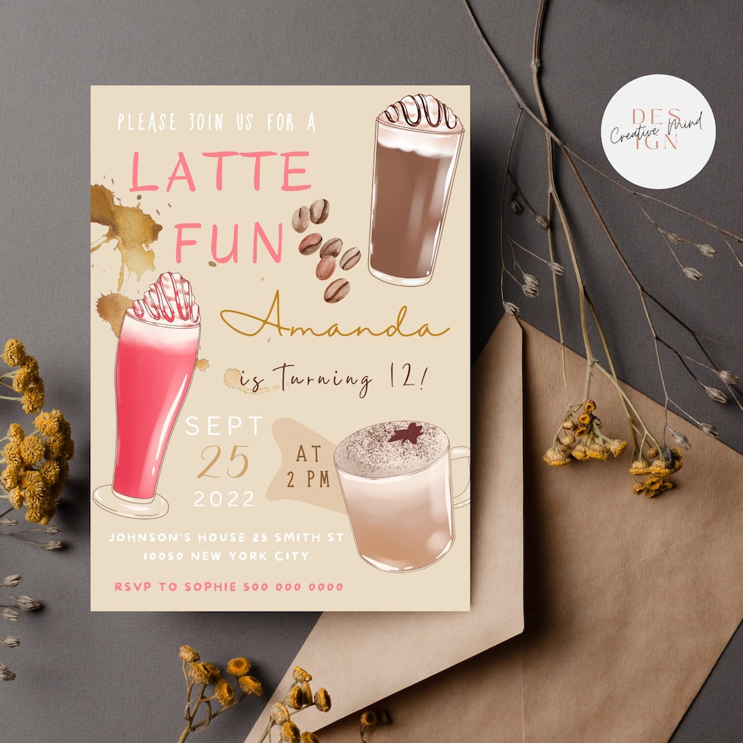 Invitación de cumpleaños de café invitación de cumpleaños de - Etsy España