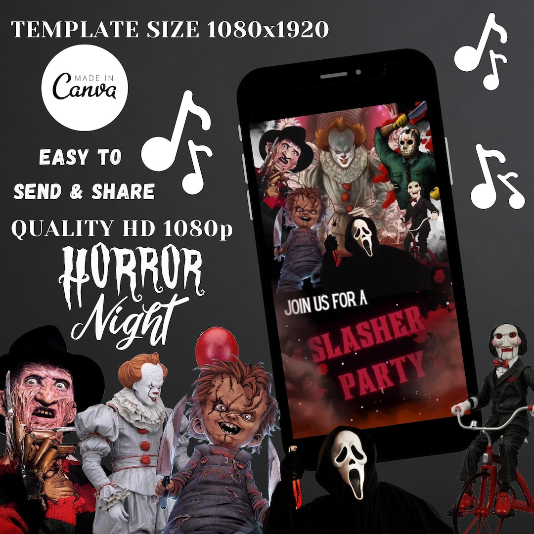 Halloween Night Invitation, Horror Movie Night, Slasher Party ...