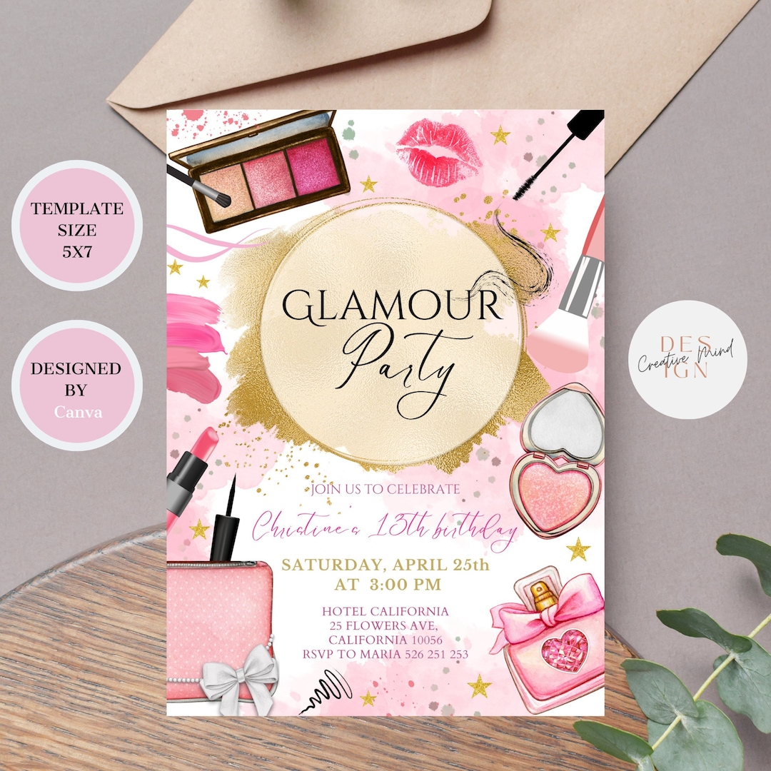 Spa Party Invitation, Beauty Spa Birthday Invite, Glamour Birthday ...