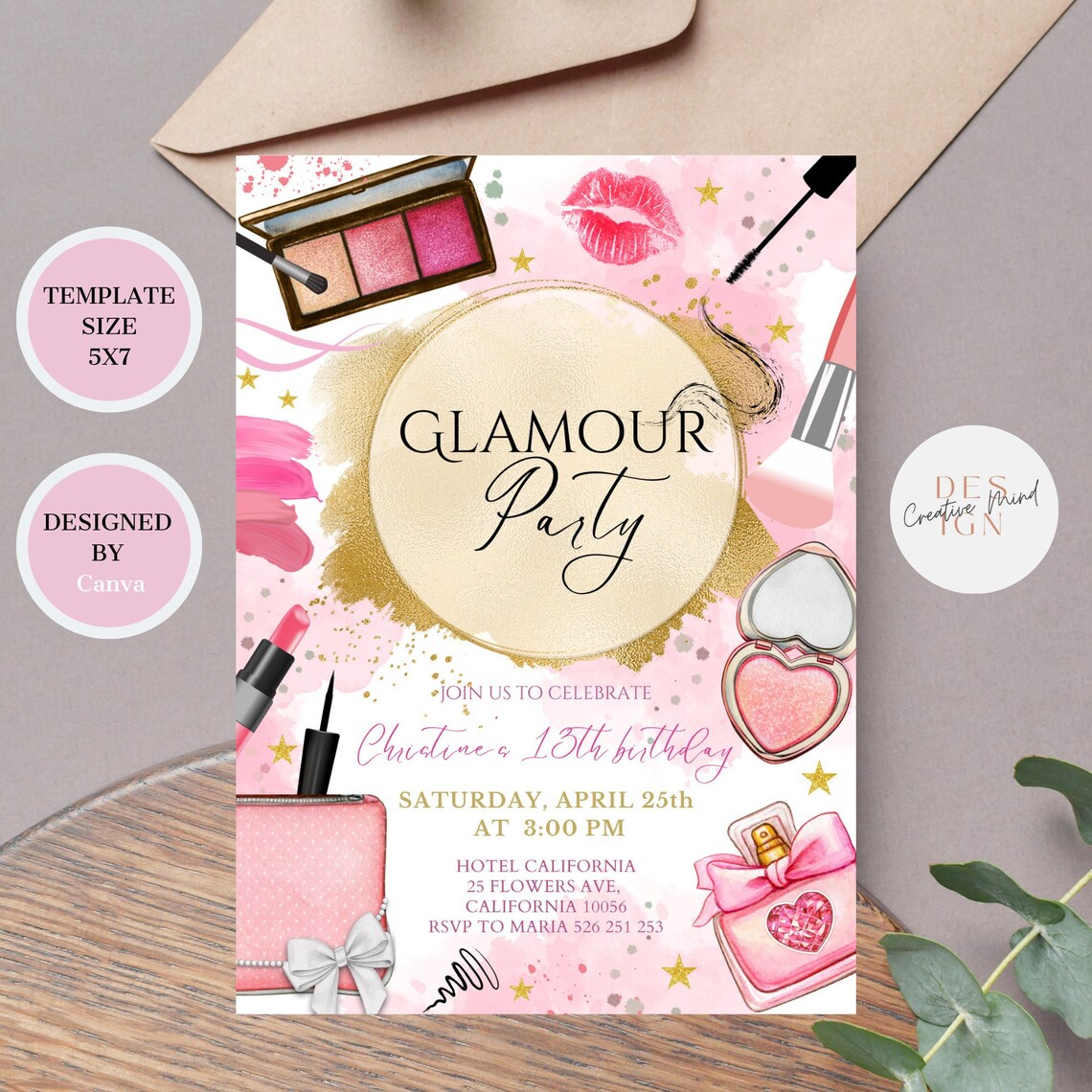 Spa Party Invitation, Beauty Spa Birthday Invite, Glamour Birthday ...