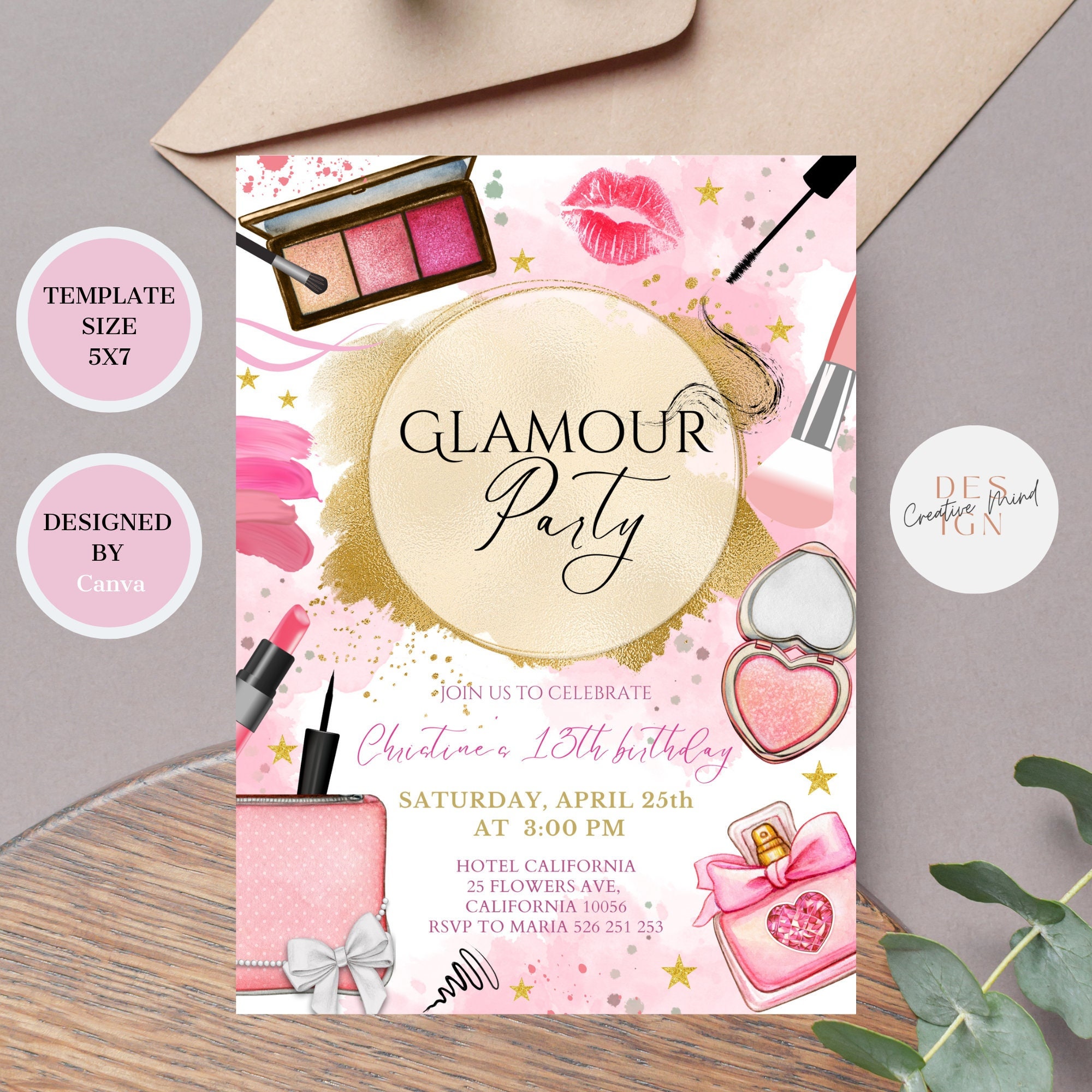 Spa Party Invitation, Beauty Spa Birthday Invite, Glamour Birthday ...