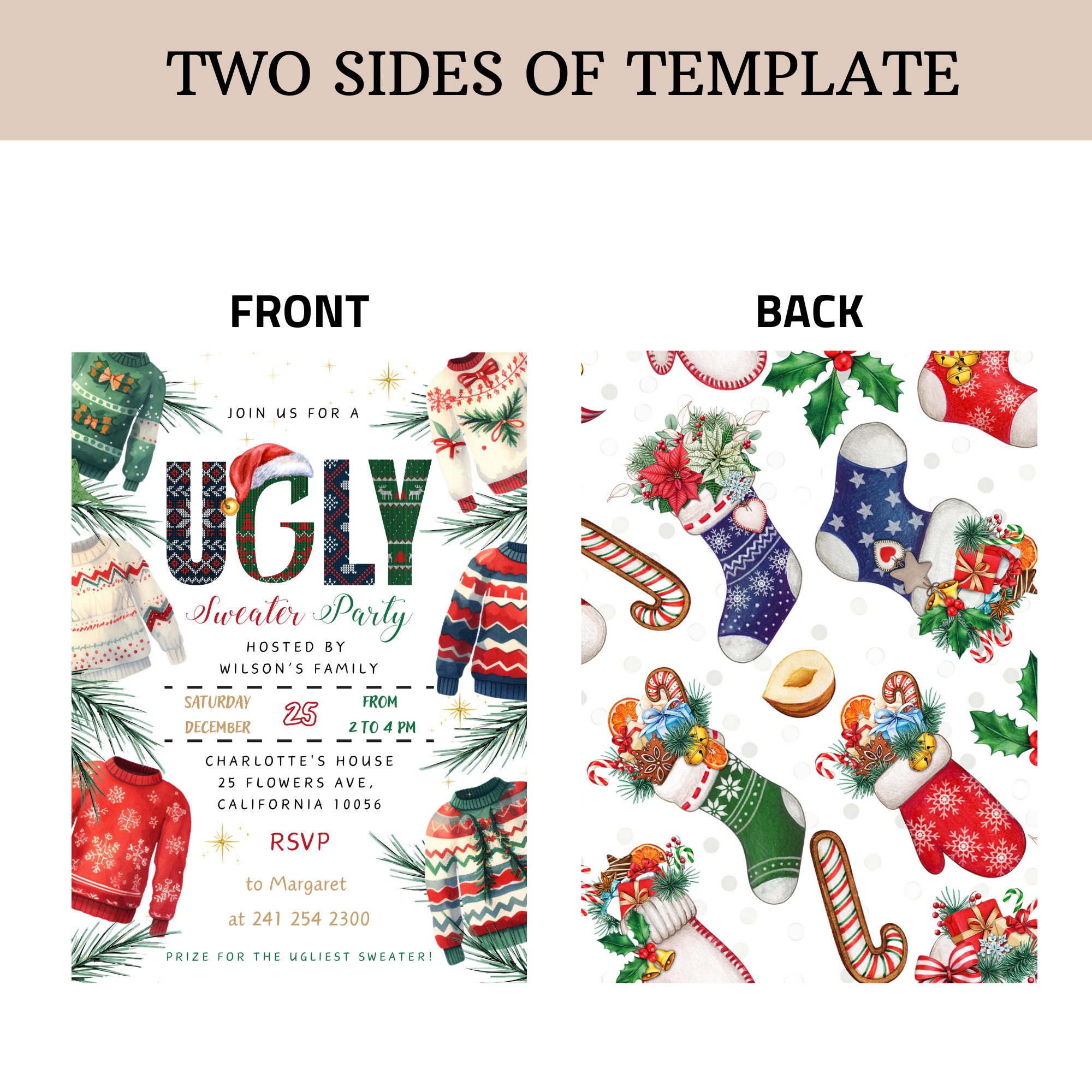 Ugly Sweater Christmas Party Invitation, Ugly Sweater Christmas ...