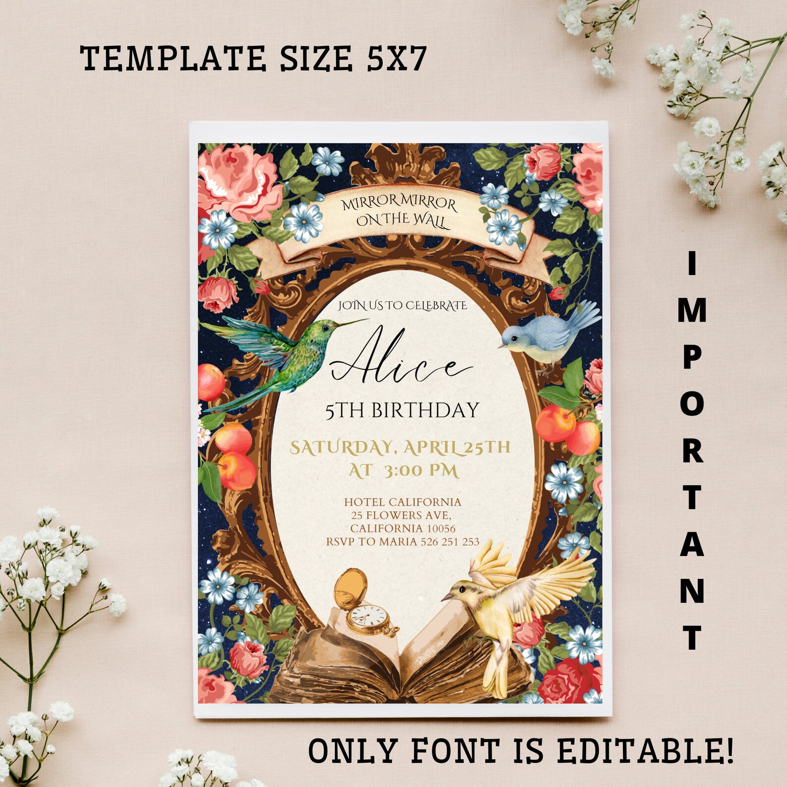 Mirror Mirror on the Wall Birthday Invitation, Fairy Birthday Invite ...