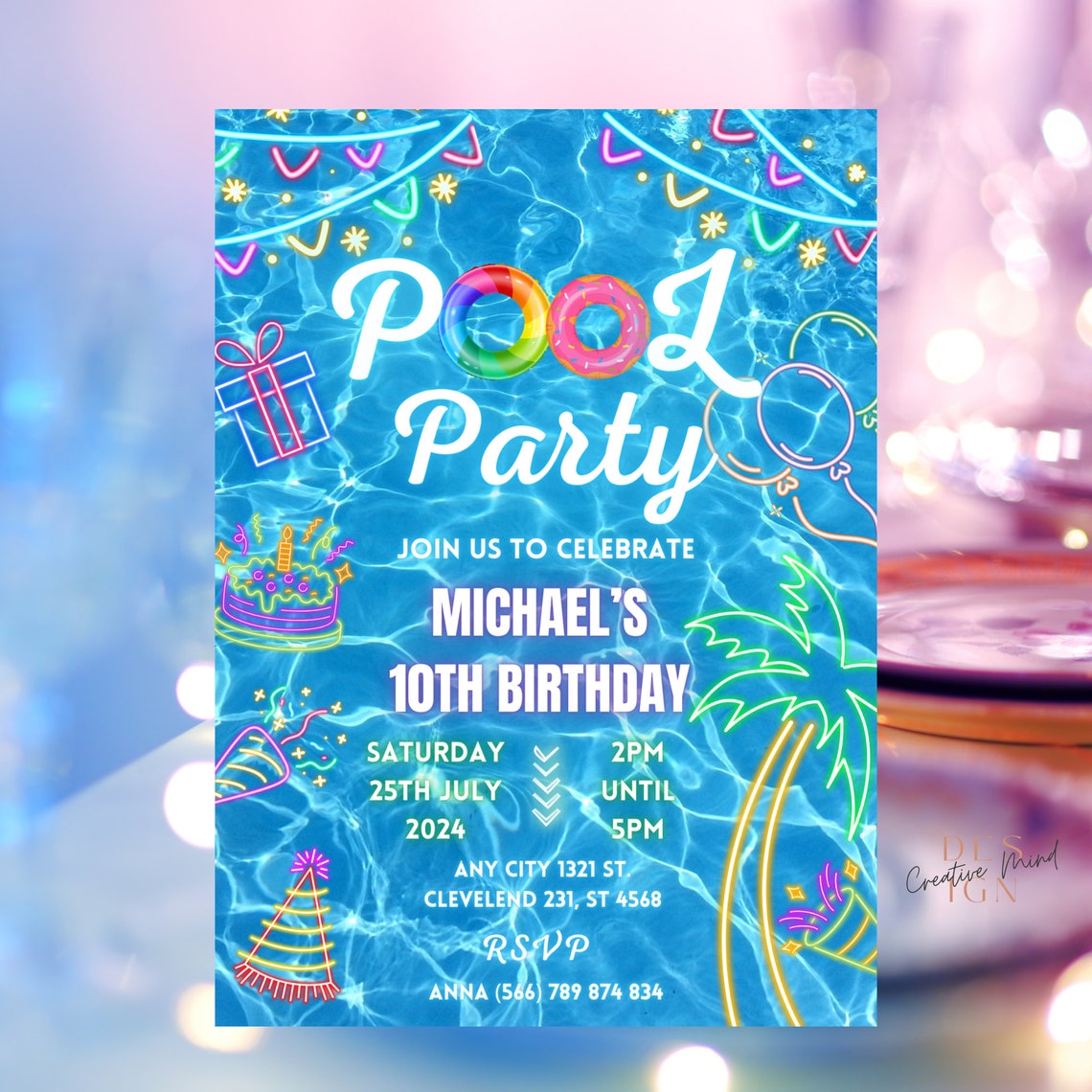 Pool Birthday Party, Pool Birthday Invitation, Summer Birthday Invite ...