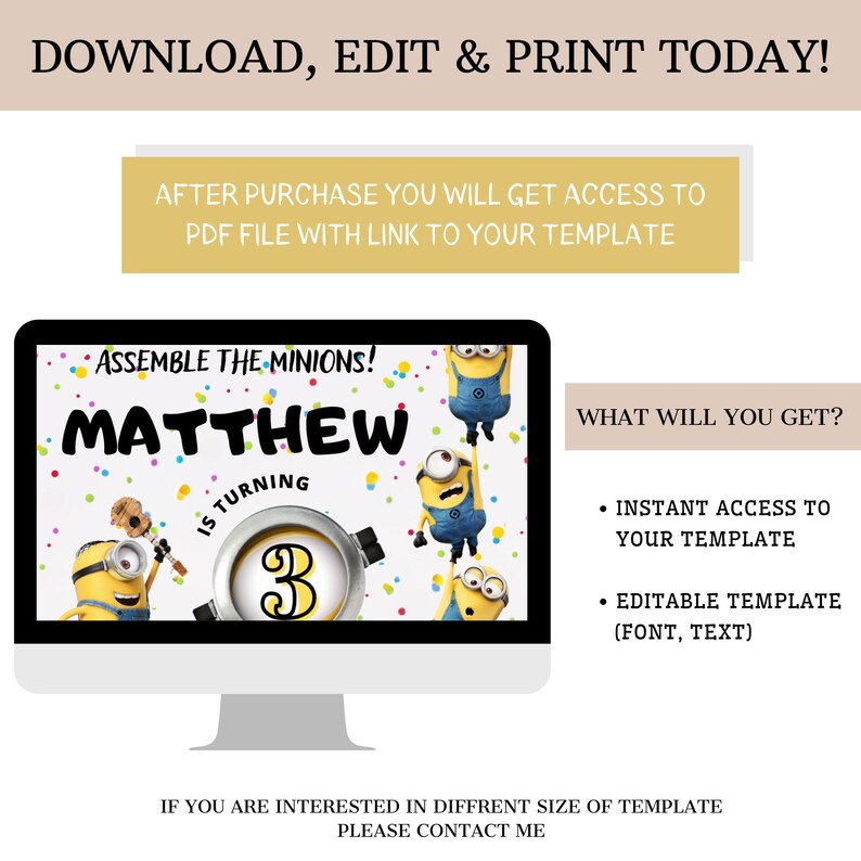 Minions Birthday Invitation Kids Invitation Minions Digital Party ...