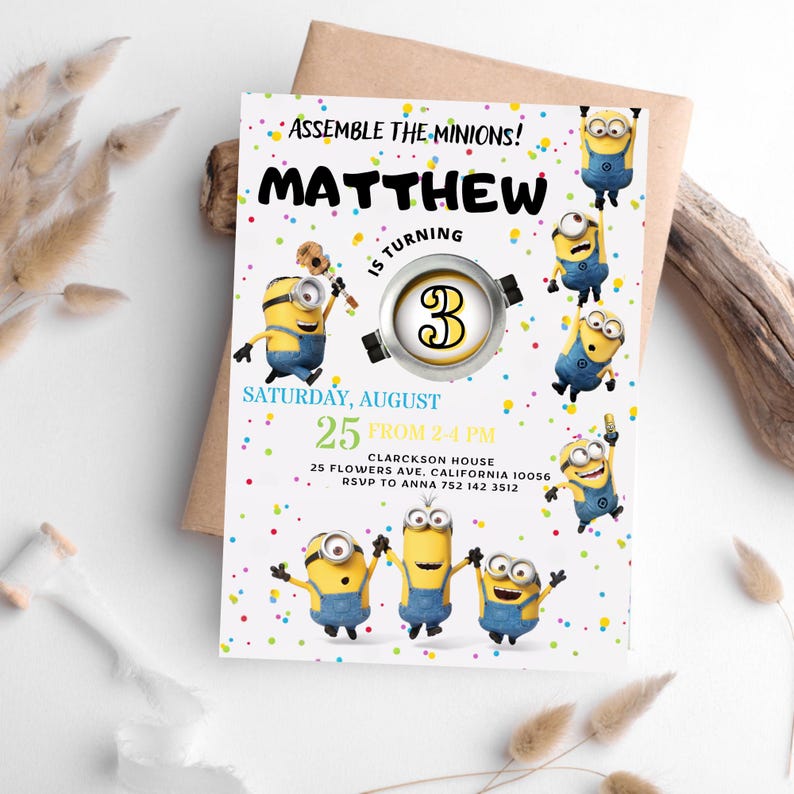 Minions Birthday Invitation Kids Invitation Minions Digital Party ...