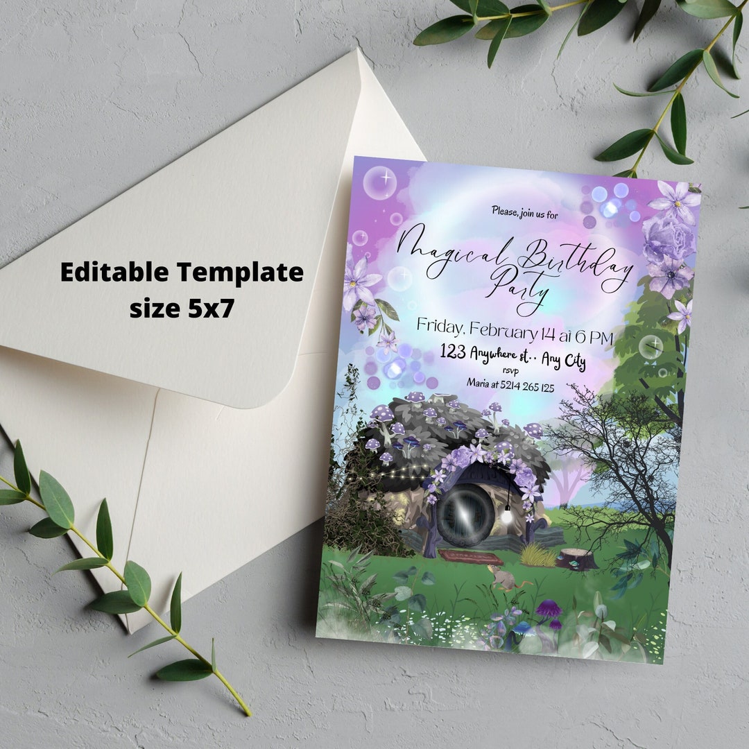 Magical Birthday Invitation, Fantasy World, Hobbit House Inspiration ...