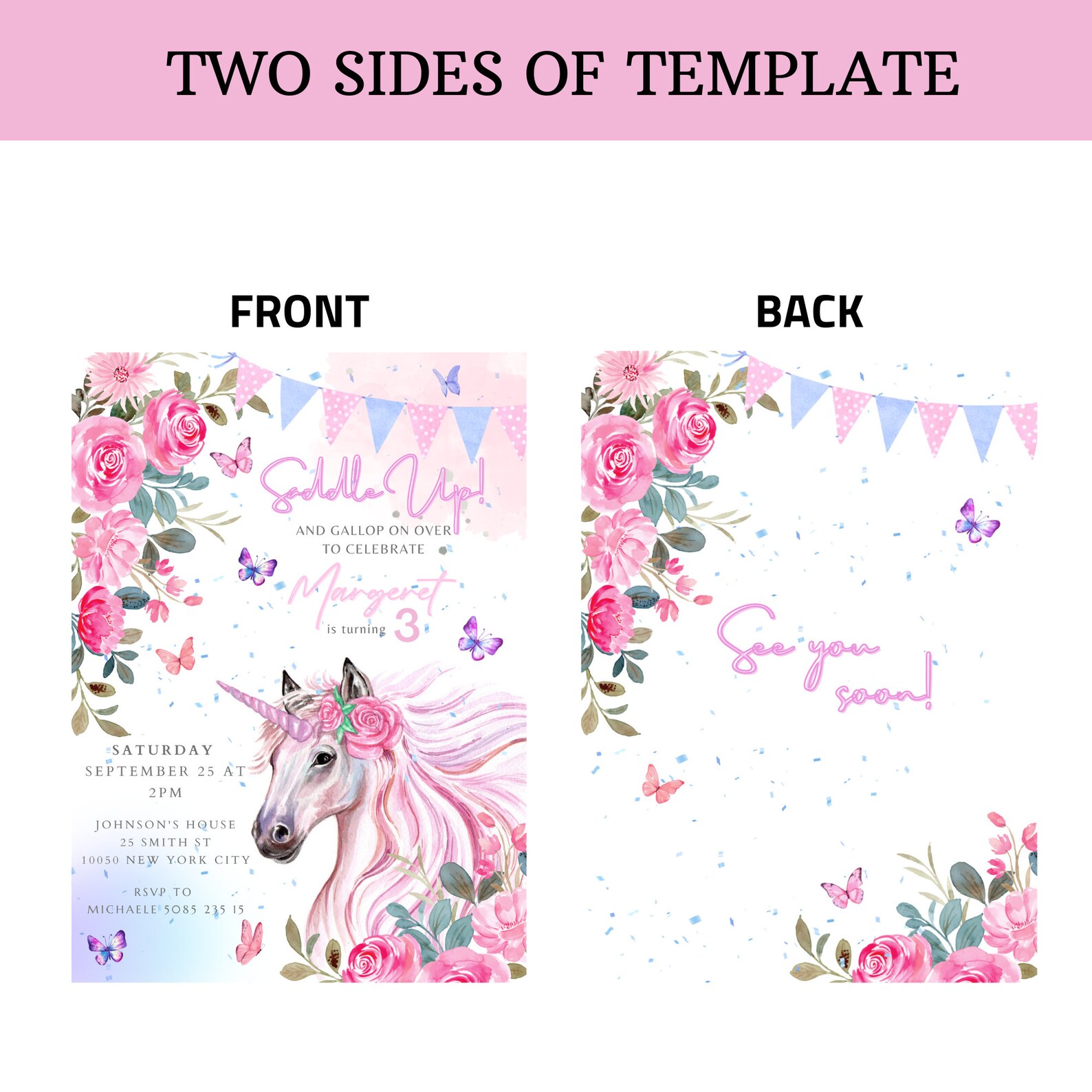Saddle up Birthday Invitation, Floral Horse Birthday Party, Pastel ...