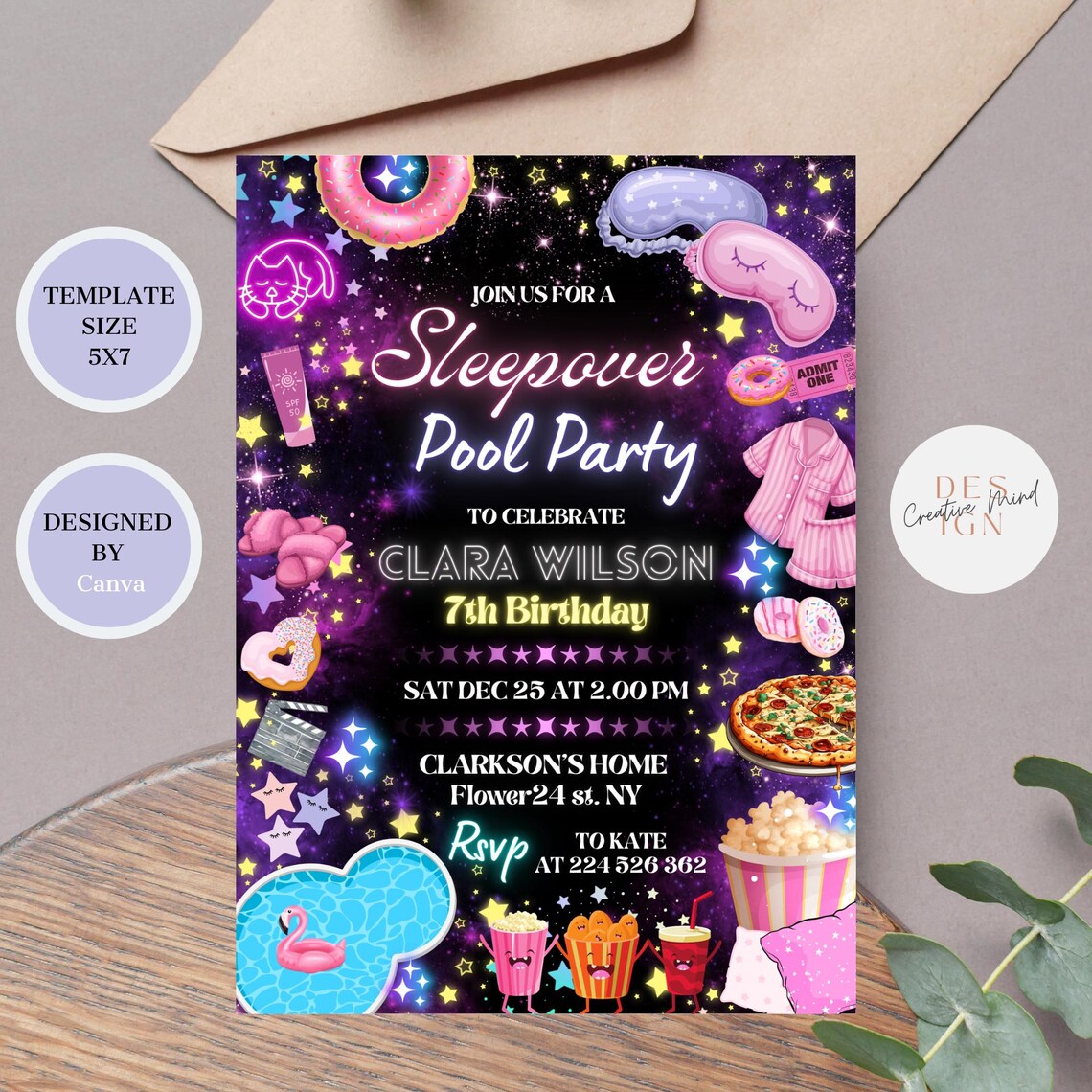 Sleepover Birthday Invitation, Slumber Party, Pajama Party, Sleepover ...
