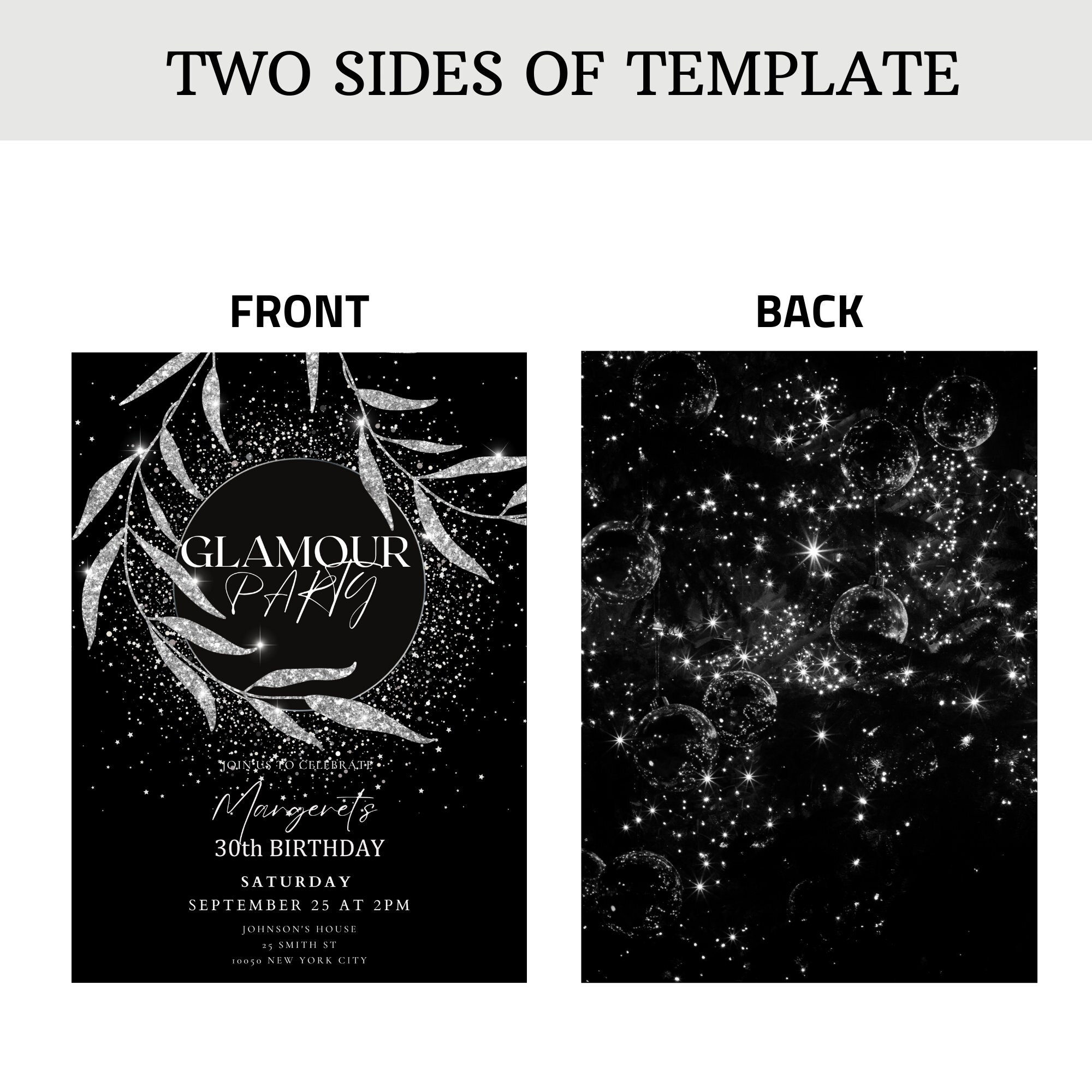 Glamour Party Birthday Invitation, Elegant Invitation, Glamour ...