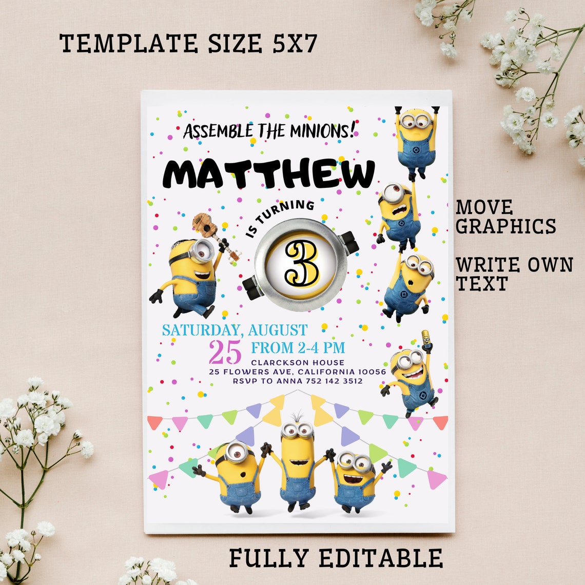 Minions Birthday Invitation Kids Invitation Minions Digital Party ...