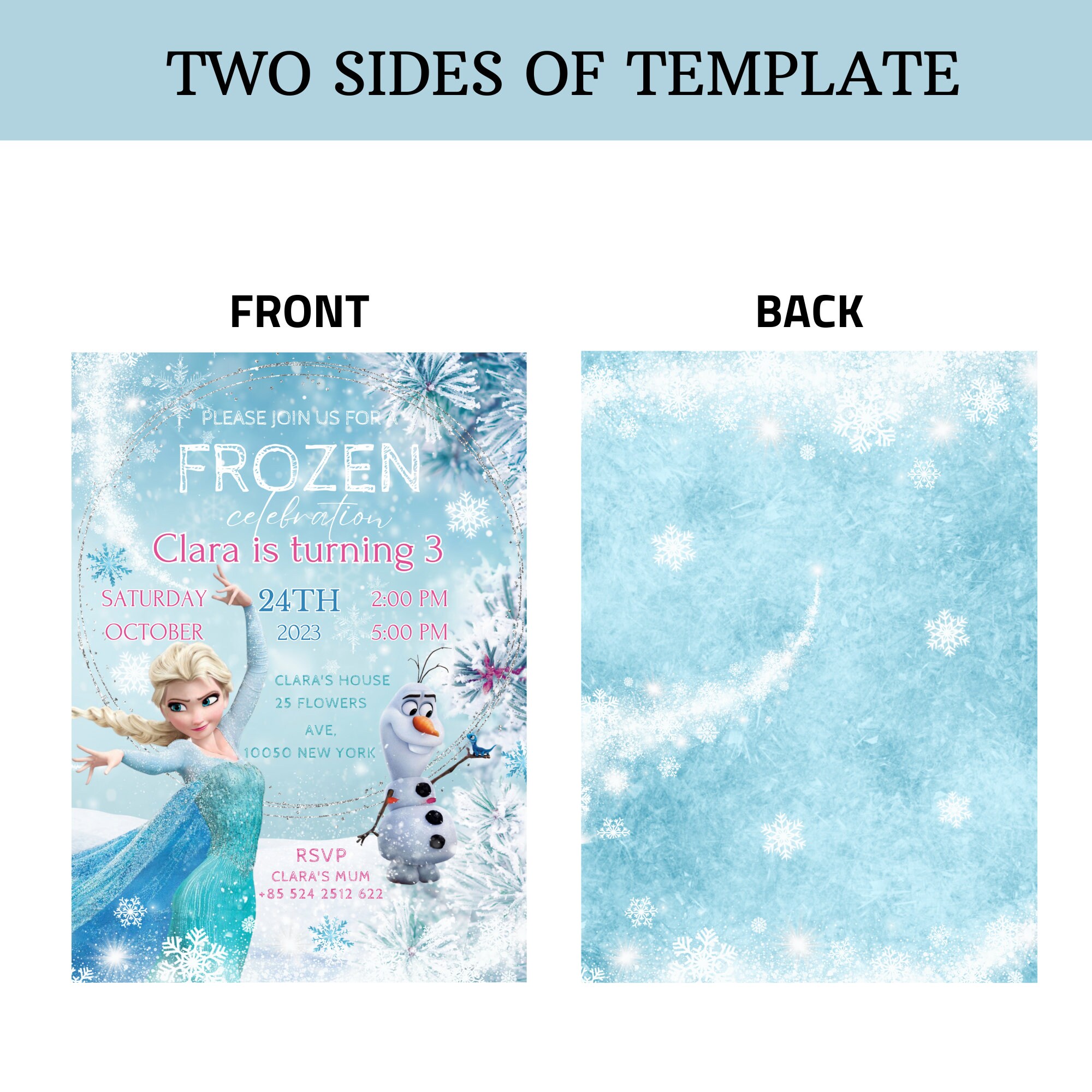 FROZEN Invitation Elsa Birthday Invitation Winter Snow Birthday ...