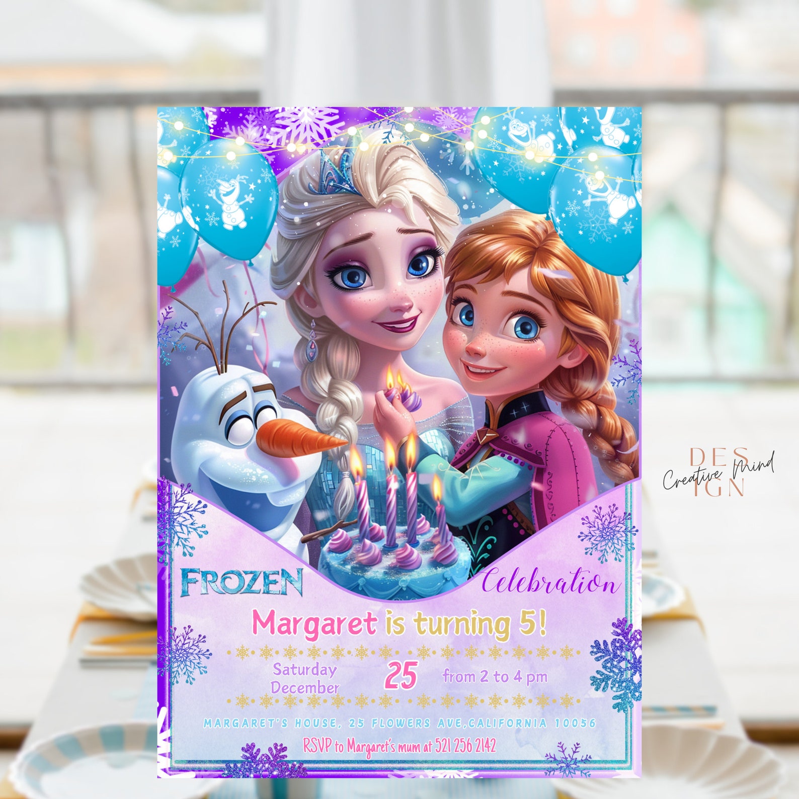 FROZEN Invitation Elsa Birthday Invitation Winter Snow Birthday ...