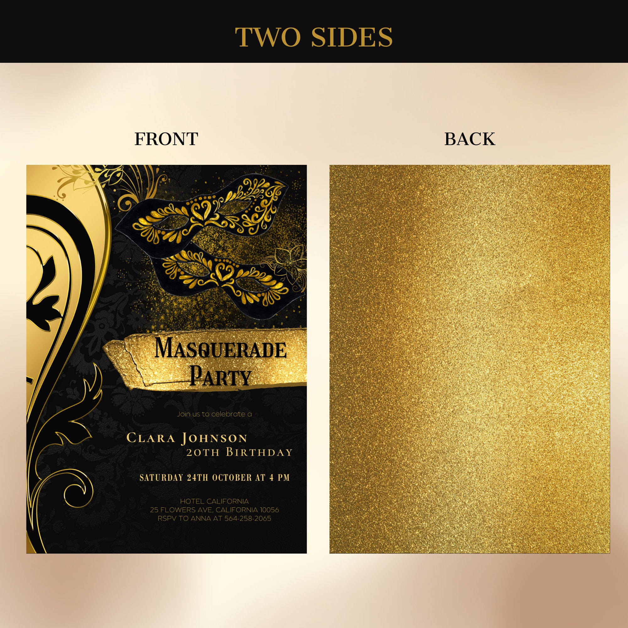 Masquerade Mask Invitation Template, Mask Party Invitation, Performing ...