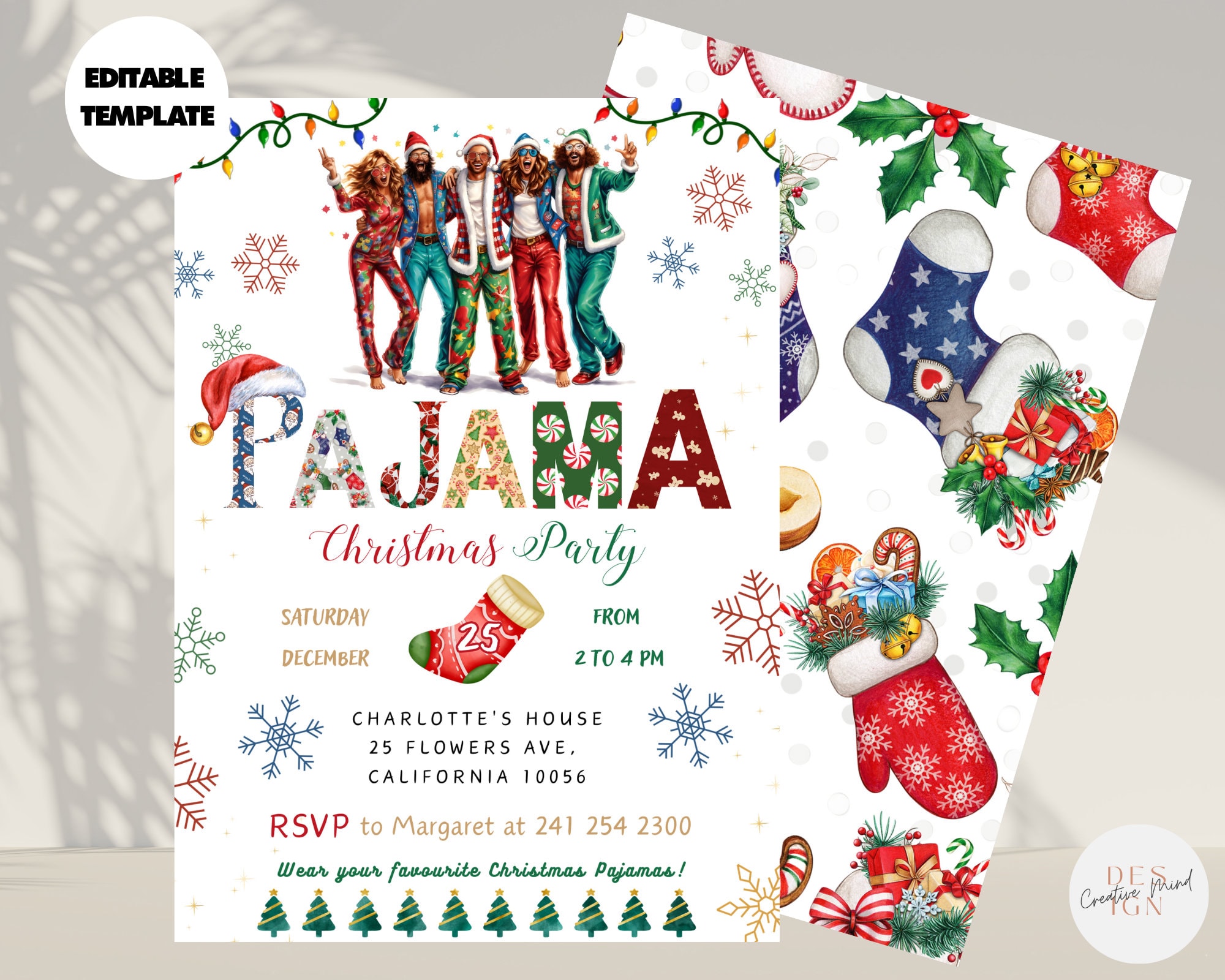 Christmas Pajama Invitation, Pajama Party Invitation, Pajama Christmas ...