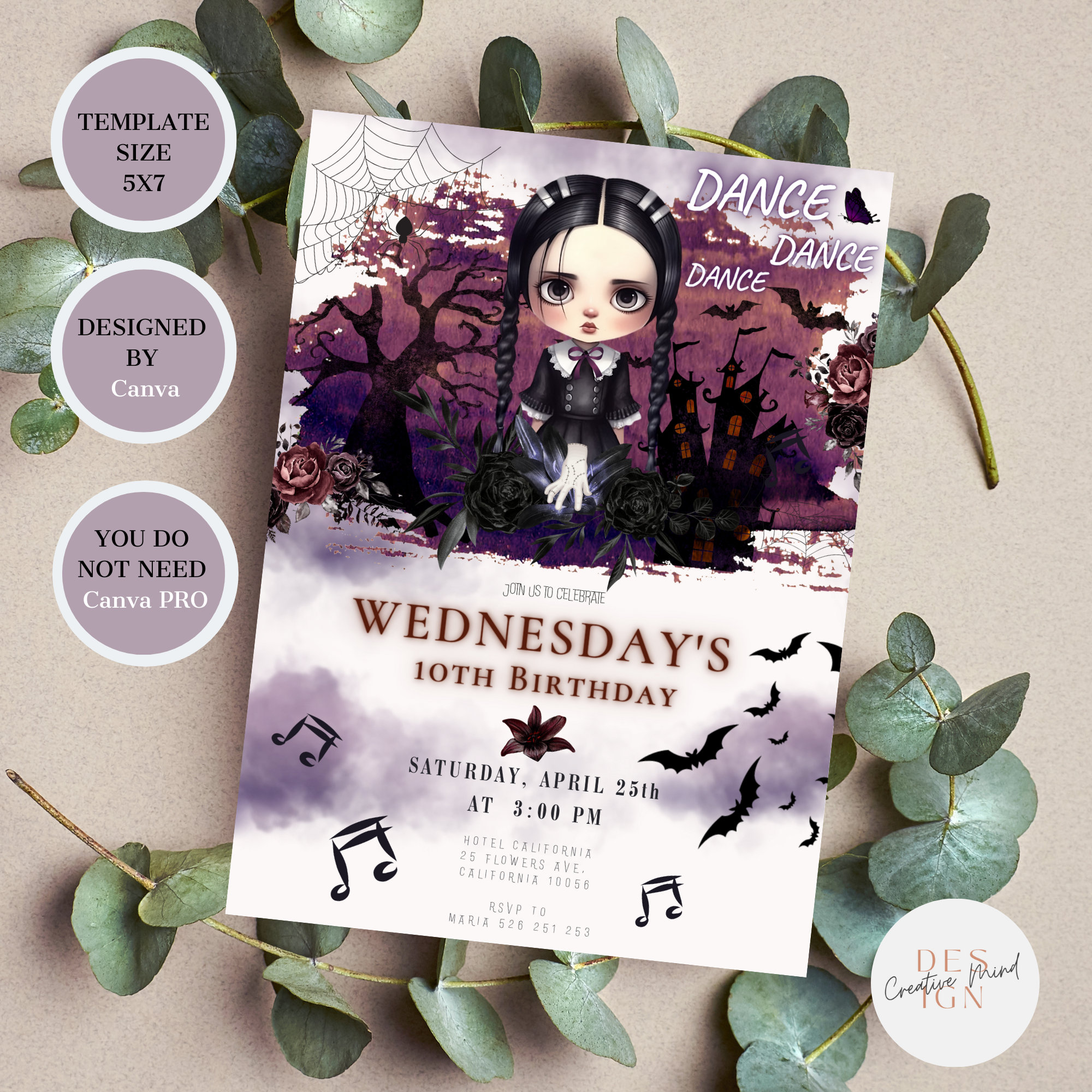 Wednesday Birthday Party Invitation, Addams Family Birthday Invite ...