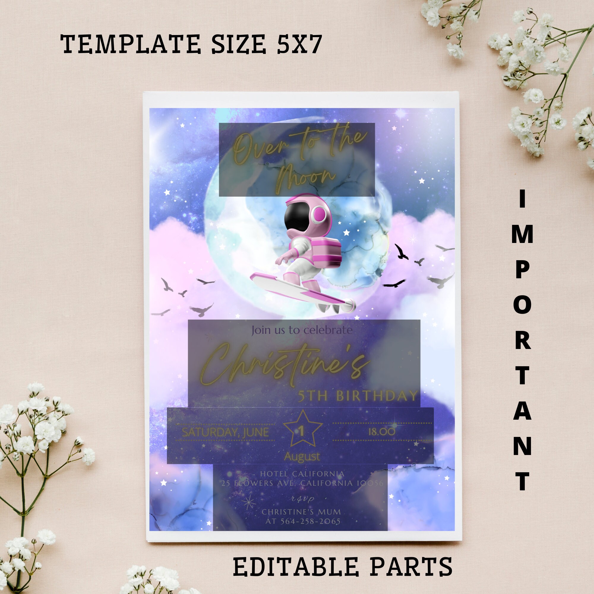 Astronaut Pink Girl, Cute Astro Girl, Pink Cosmos Space Birthday, Over ...