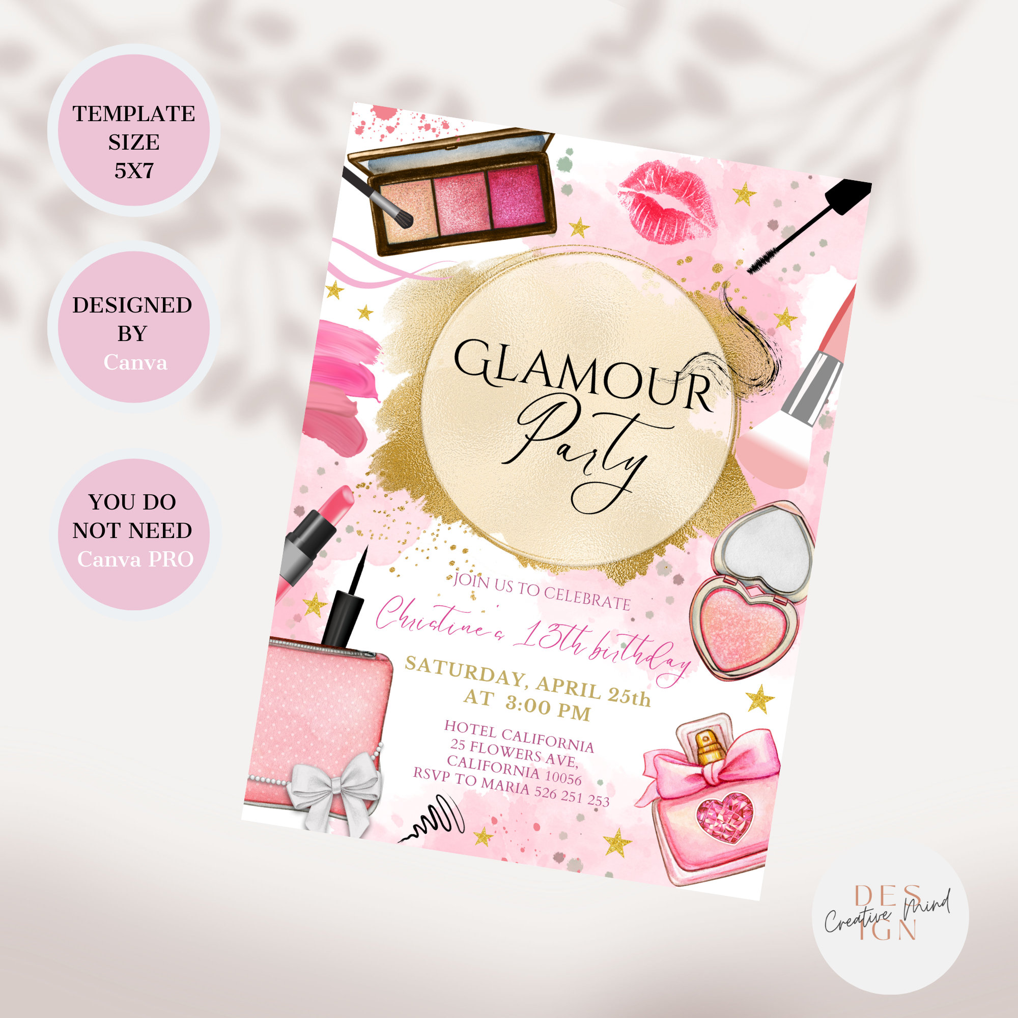 Spa Party Invitation, Beauty Spa Birthday Invite, Glamour Birthday ...