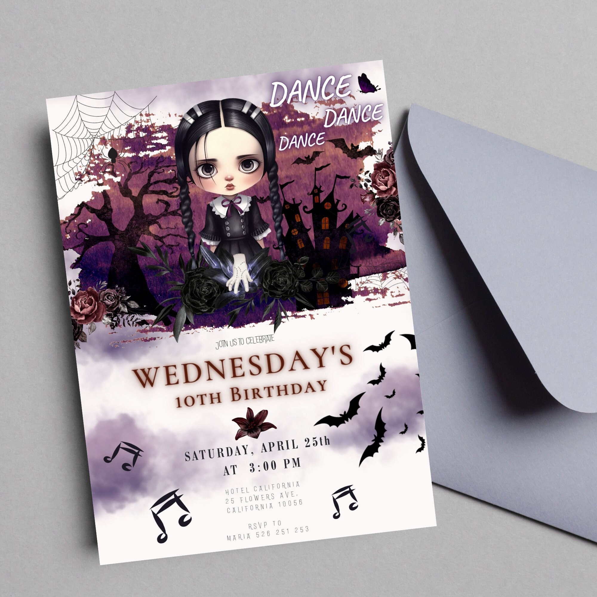 Wednesday Birthday Party Invitation, Addams Family Birthday Invite ...