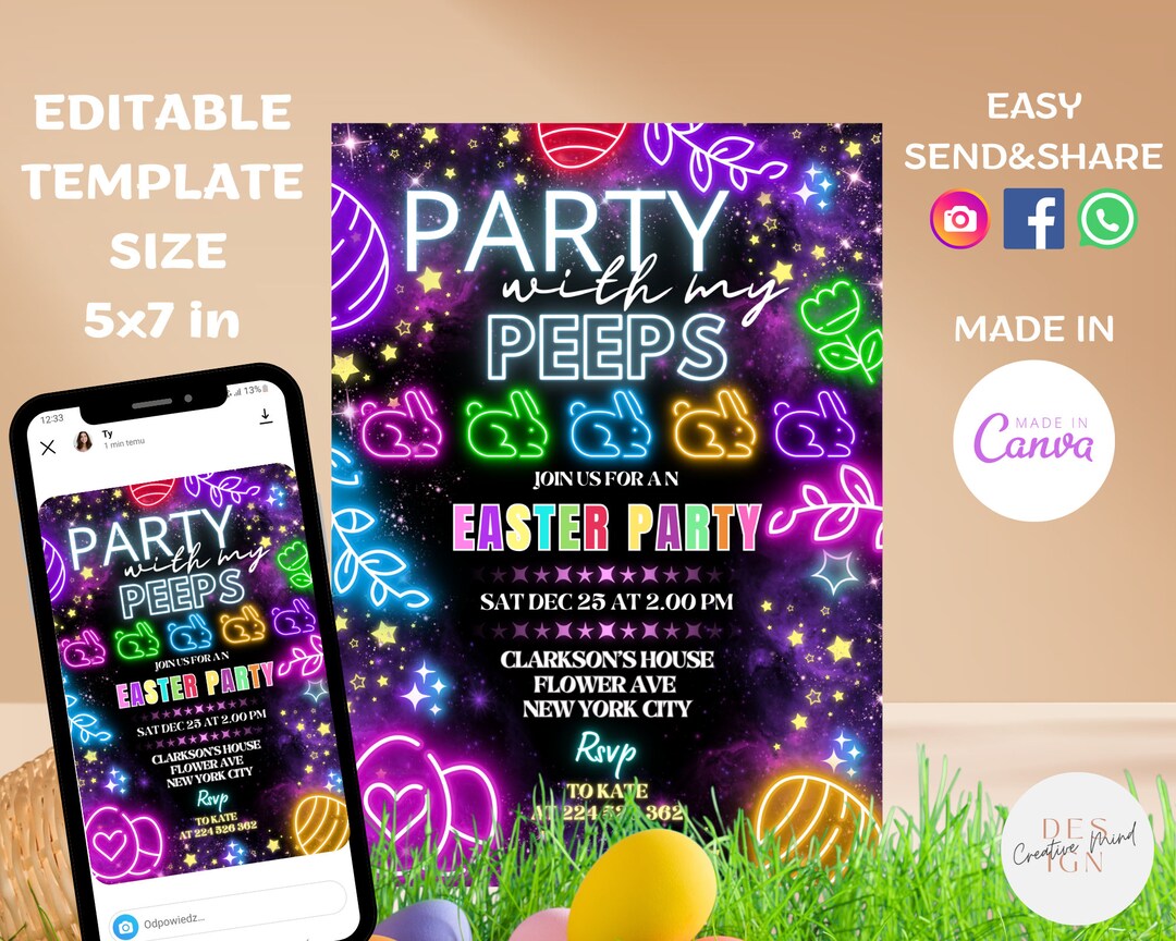 Easter Egg Hunt Invitation Editable Easter Invite Party With My Peeps ...