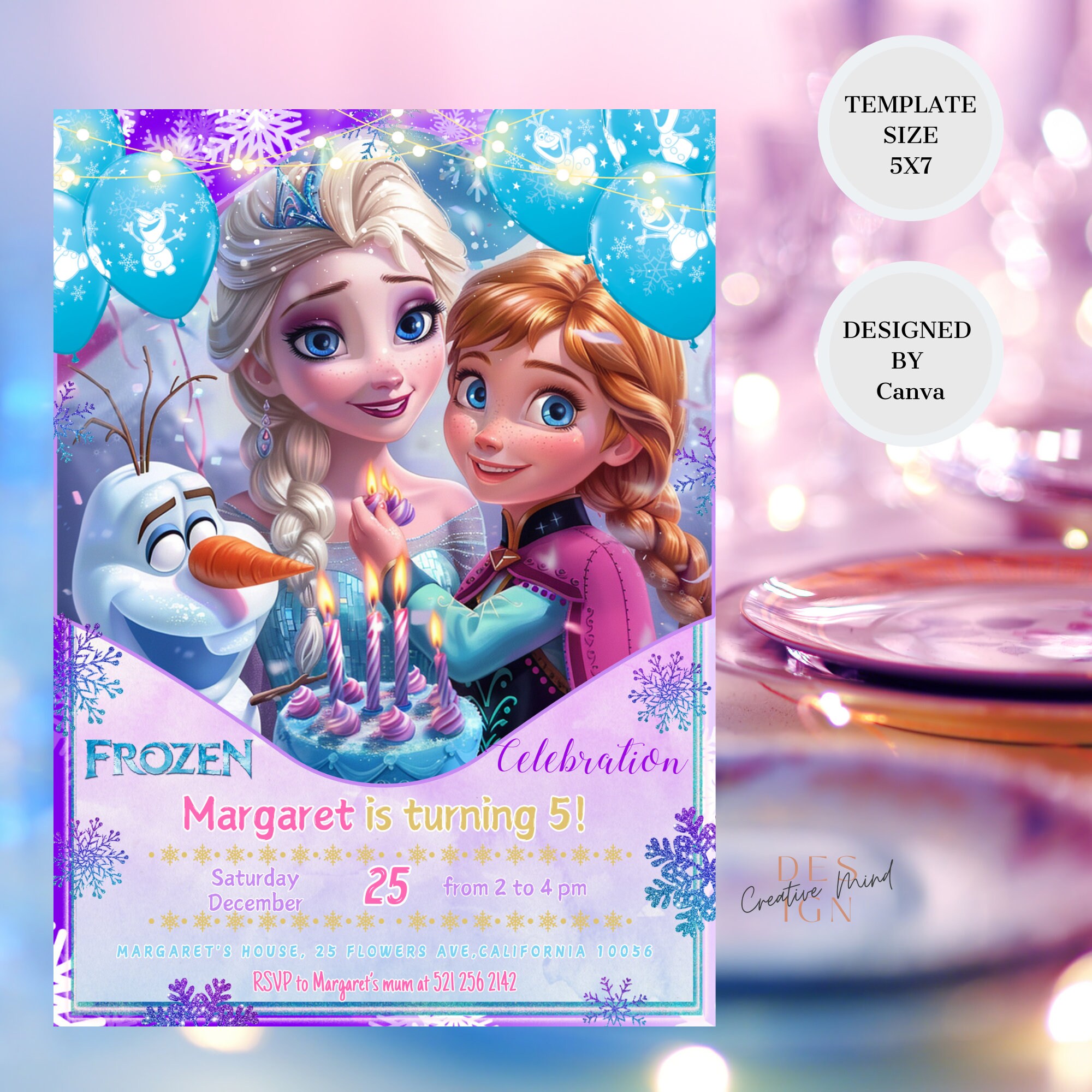 FROZEN Invitation Elsa Birthday Invitation Winter Snow Birthday ...