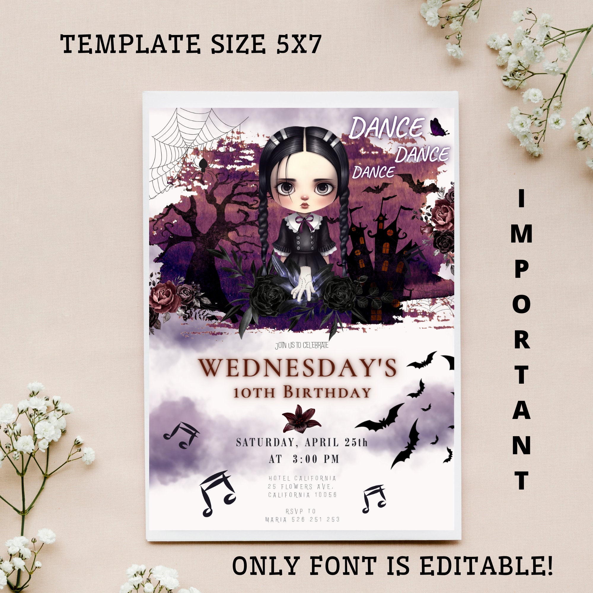 Wednesday Birthday Party Invitation, Addams Family Birthday Invite ...