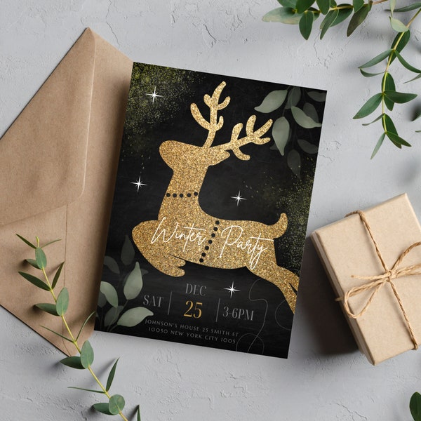 Reindeer Invite - Etsy