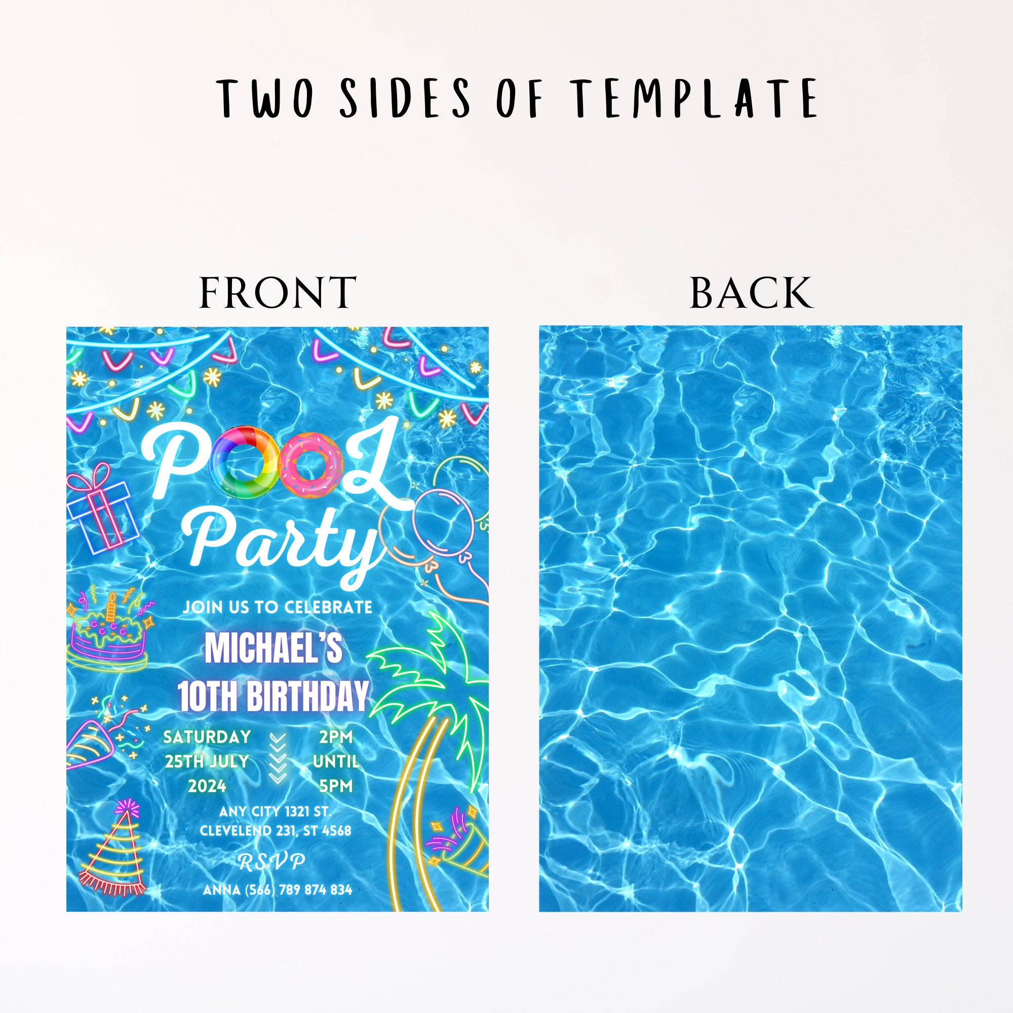 Pool Birthday Party, Pool Birthday Invitation, Summer Birthday Invite ...