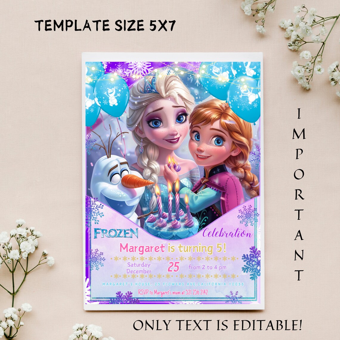 FROZEN Invitation Elsa Birthday Invitation Winter Snow Birthday ...
