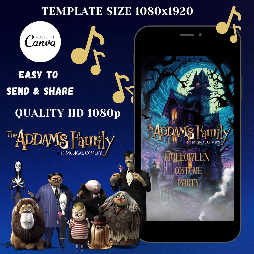 The Addam's Family Birthday Invitation, Addams Family Digital Animated ...