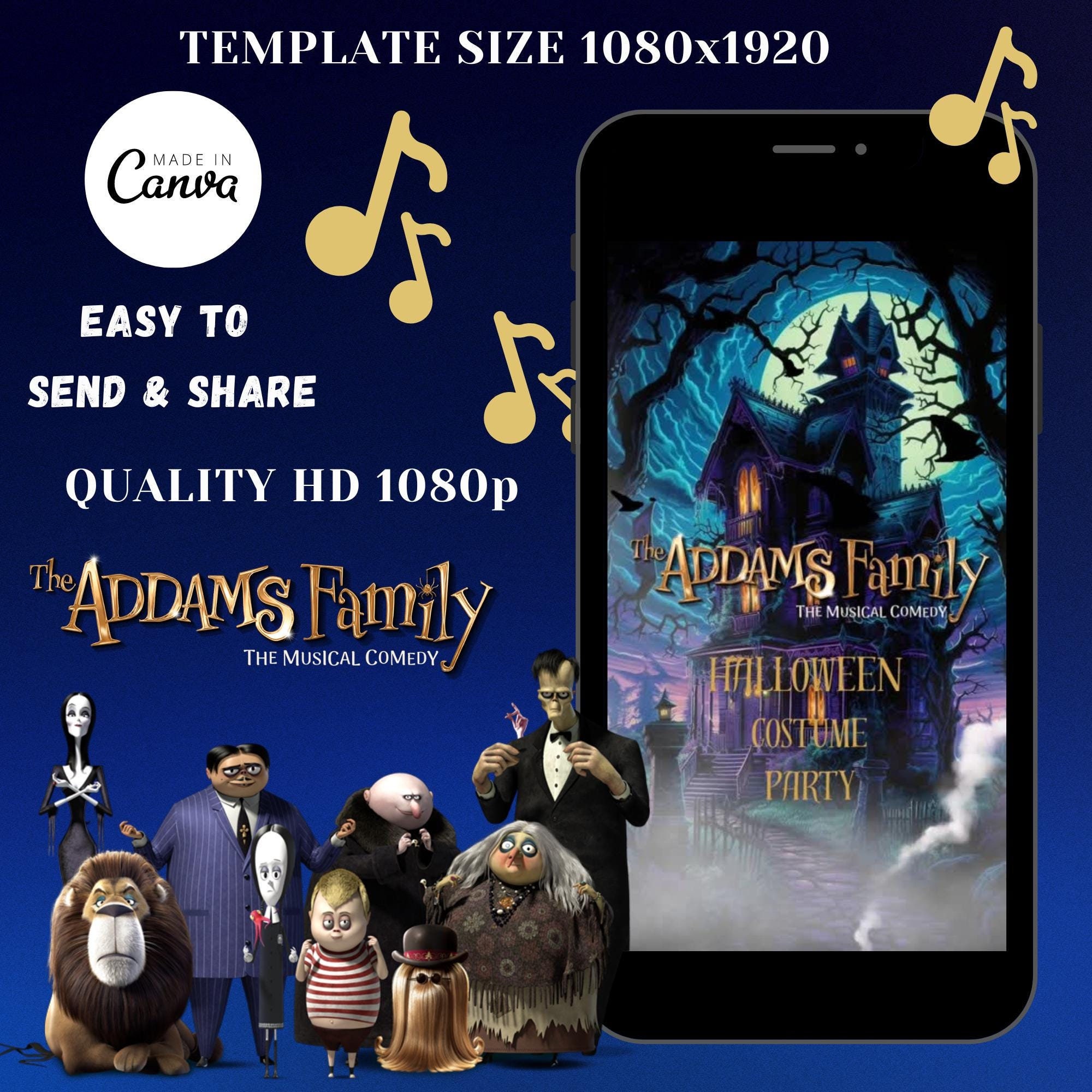 The Addam's Family Birthday Invitation, Addams Family Digital Animated ...