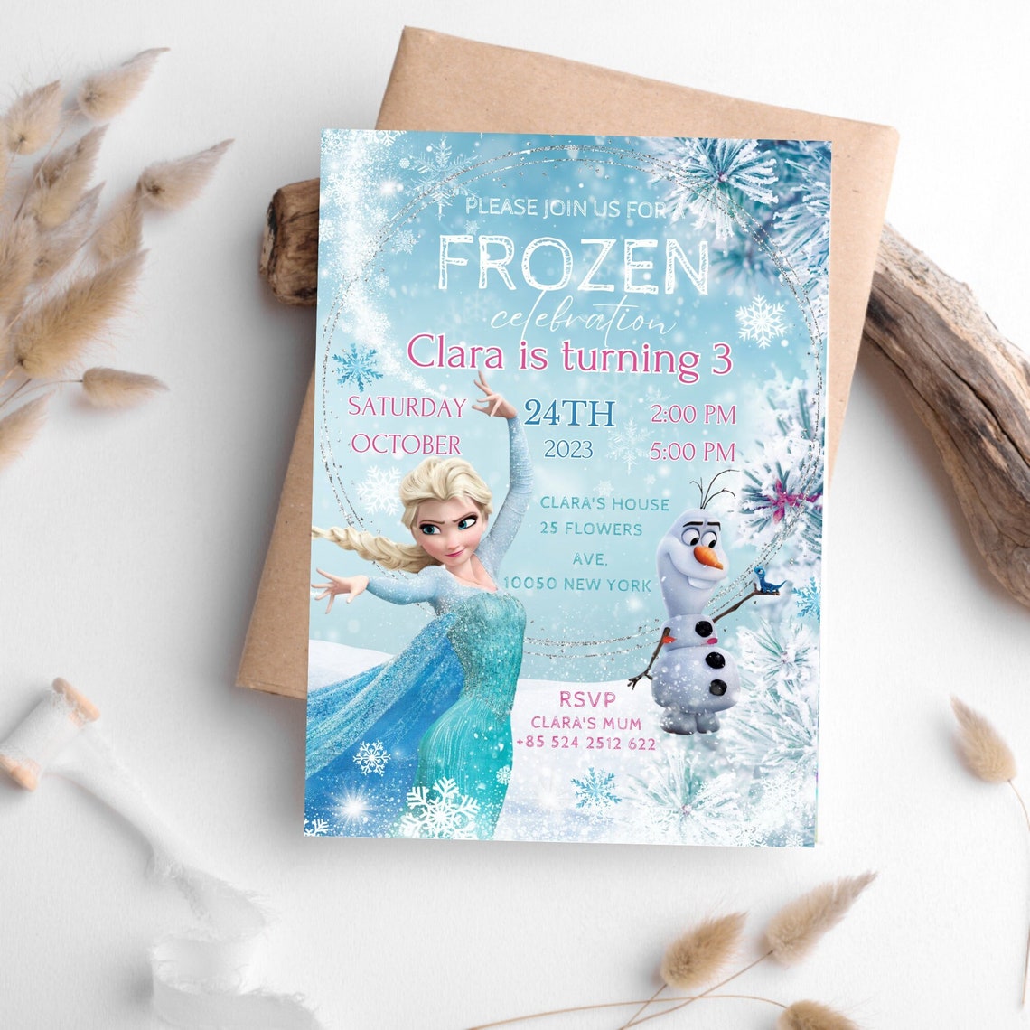 FROZEN Invitation Elsa Birthday Invitation Winter Snow - Etsy