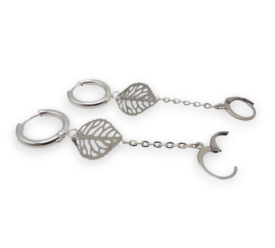 Silver Leaf Earrings for Loop Earplugs, Sensory Earrings, Earplug ...