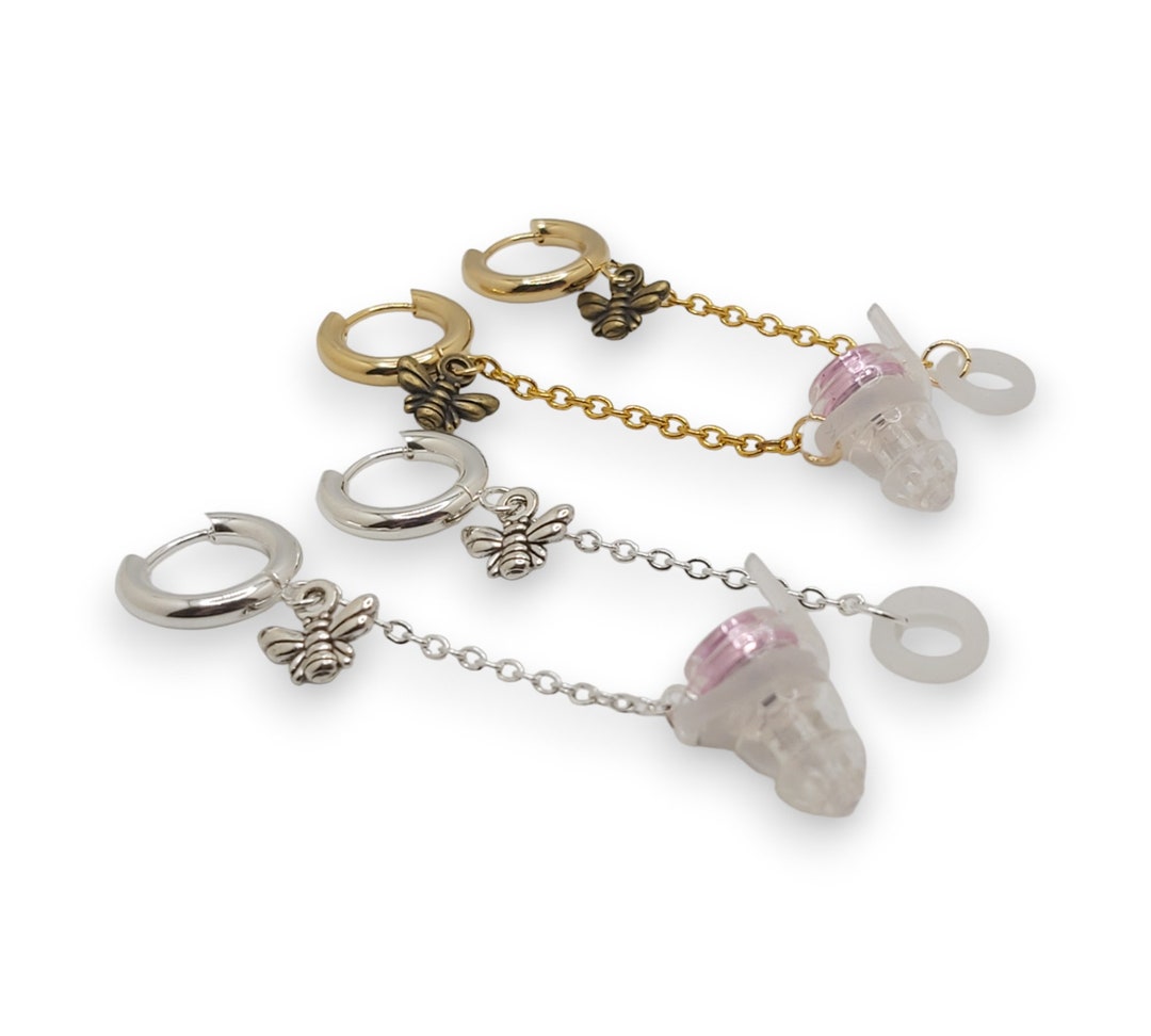 Bee Earrings for Eargasm Earplugs - Silver & Gold, Anti-loss, Safety ...