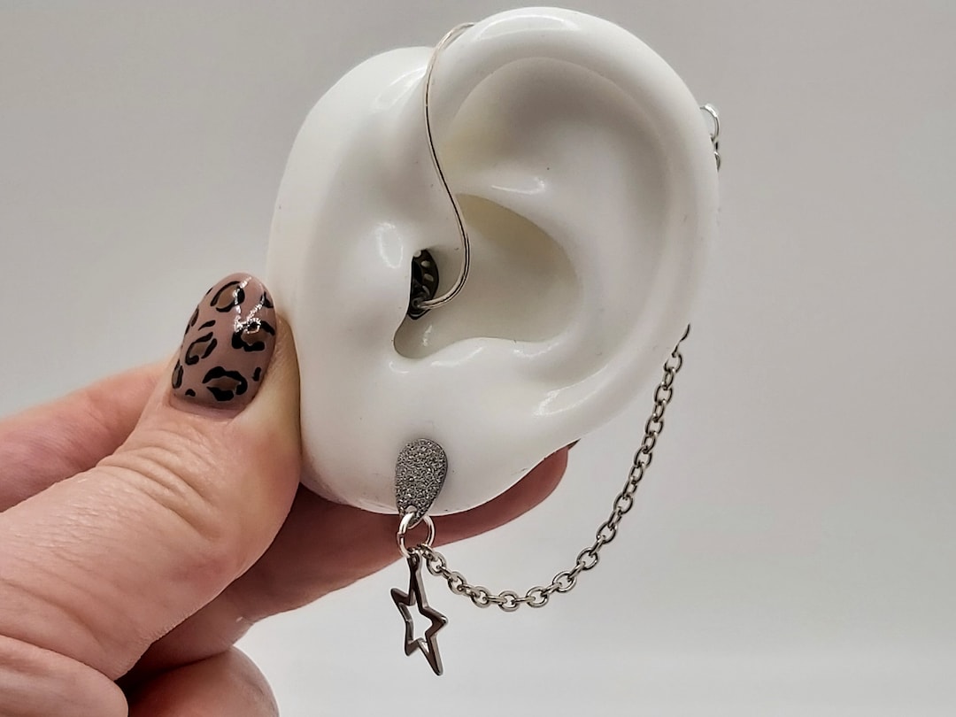 Silver Star Hearing Aid, Listening Device Stud Earrings for Retention ...