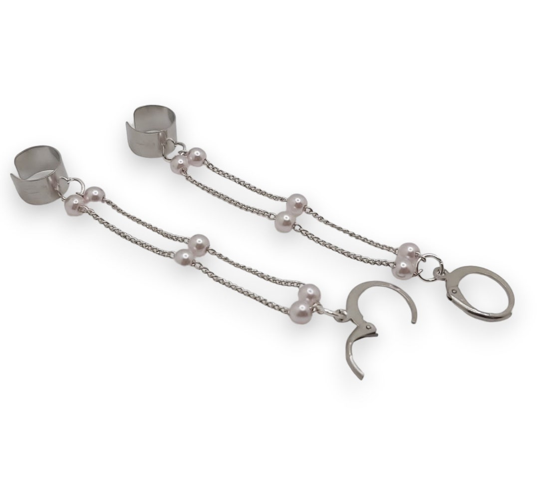 Silver Pearl Earrings for Loop Earplugs, Sensory Earrings, Earplug ...