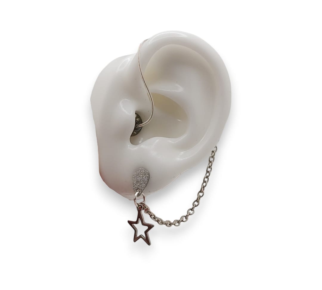 Silver Star Hearing Aid, Listening Device Stud Earrings for Retention ...